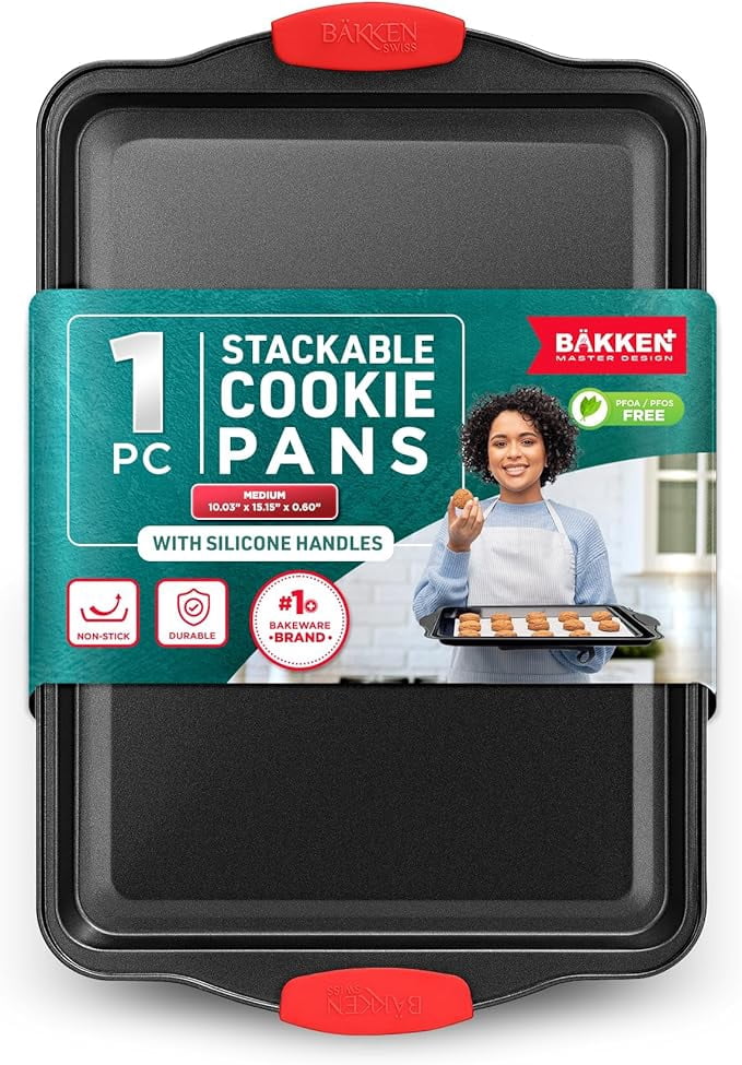 BAKKENMASTER Nonstick Carbon Steel Baking Pan with Silicone Handles ...