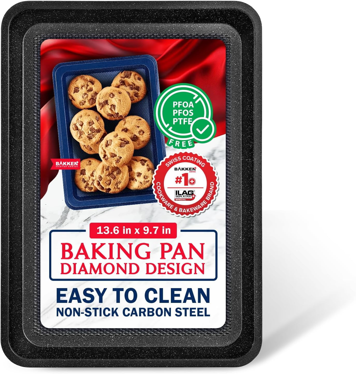 Bakken- Swiss Kitchen Baking Pans - Nonstick Gray Coating, 13.58’’ × 9. ...