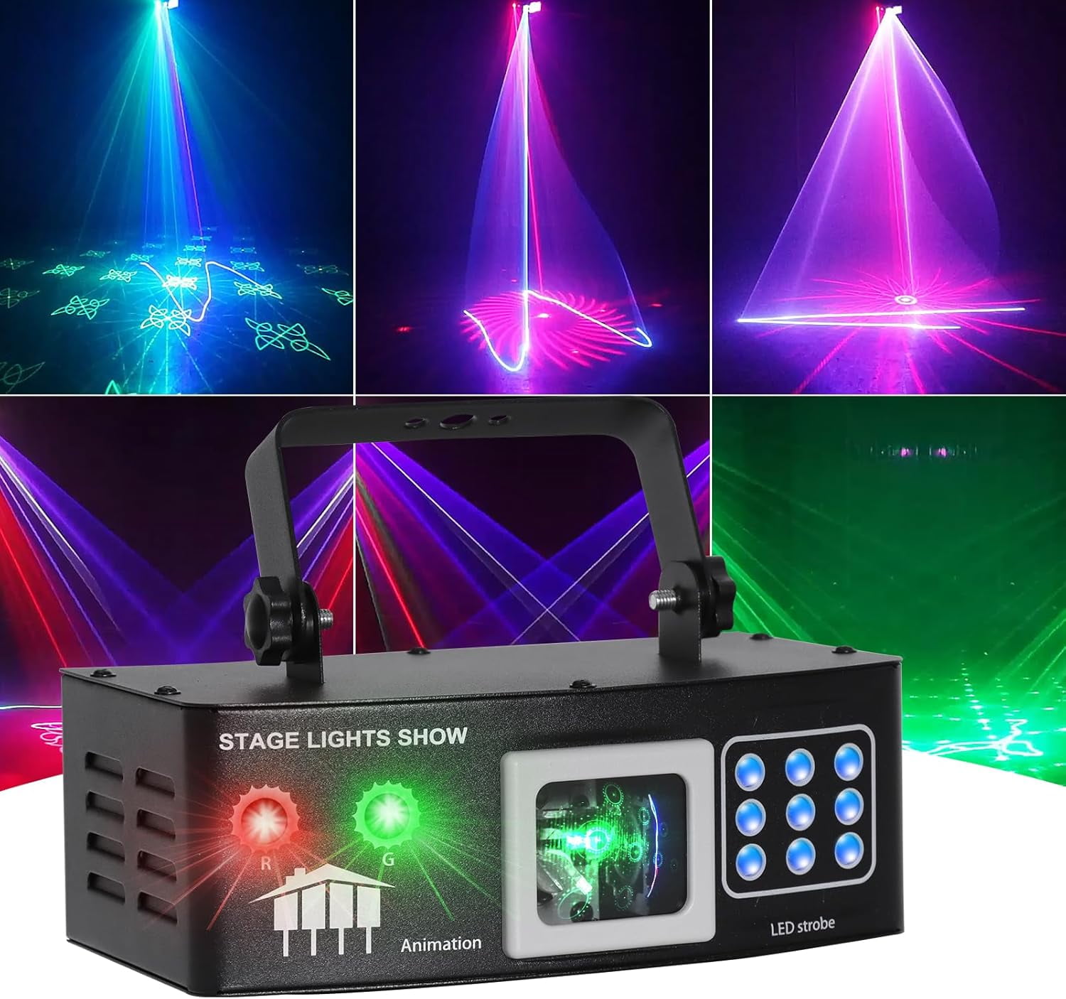 BAKOD 12 Beam LED Rave Light – Sound Activated Party Stage Lighting ...