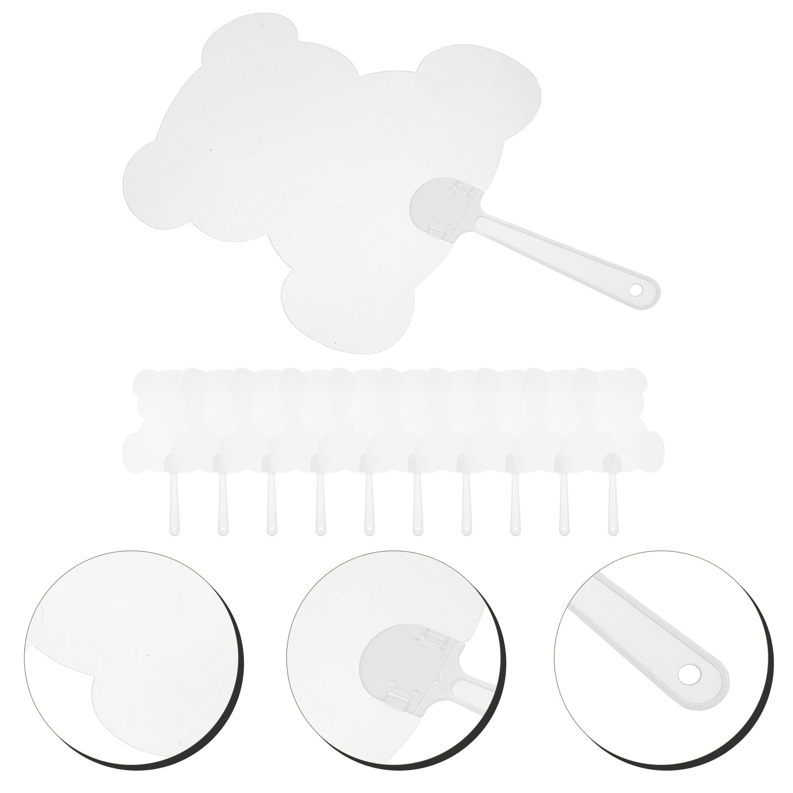 BALAHAPY 10Pcs Blank Folding Fan Transparent Hand Fan For Diy Crafts ...