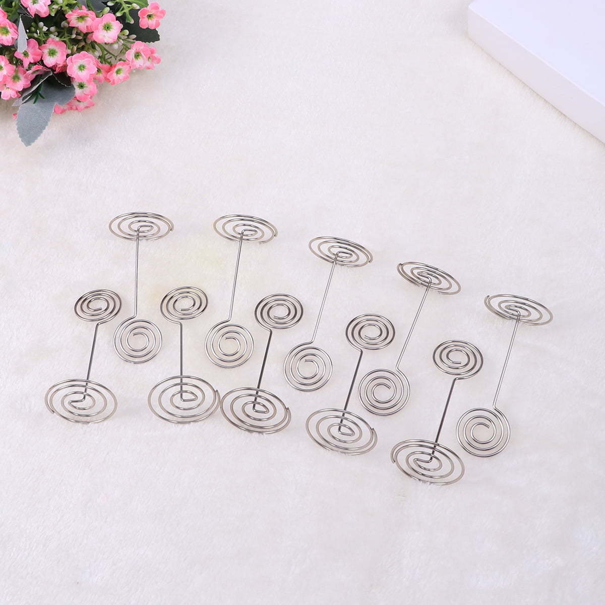 BALAHAPY 10Pcs Round Place Card Holders Silver Stainless Steel Memo ...