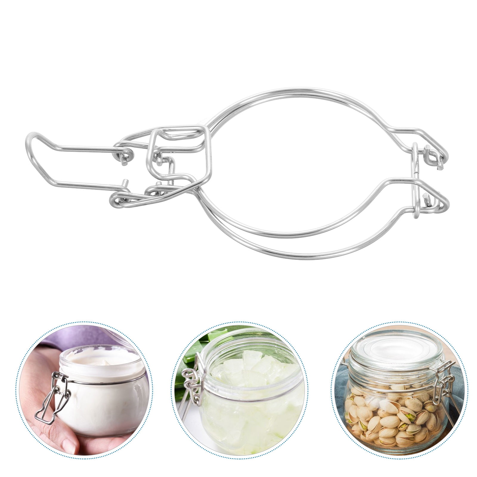 BALAHAPY 10Pcs Small Airtight Jar Jars Wire Clamp Stainless Steel ...