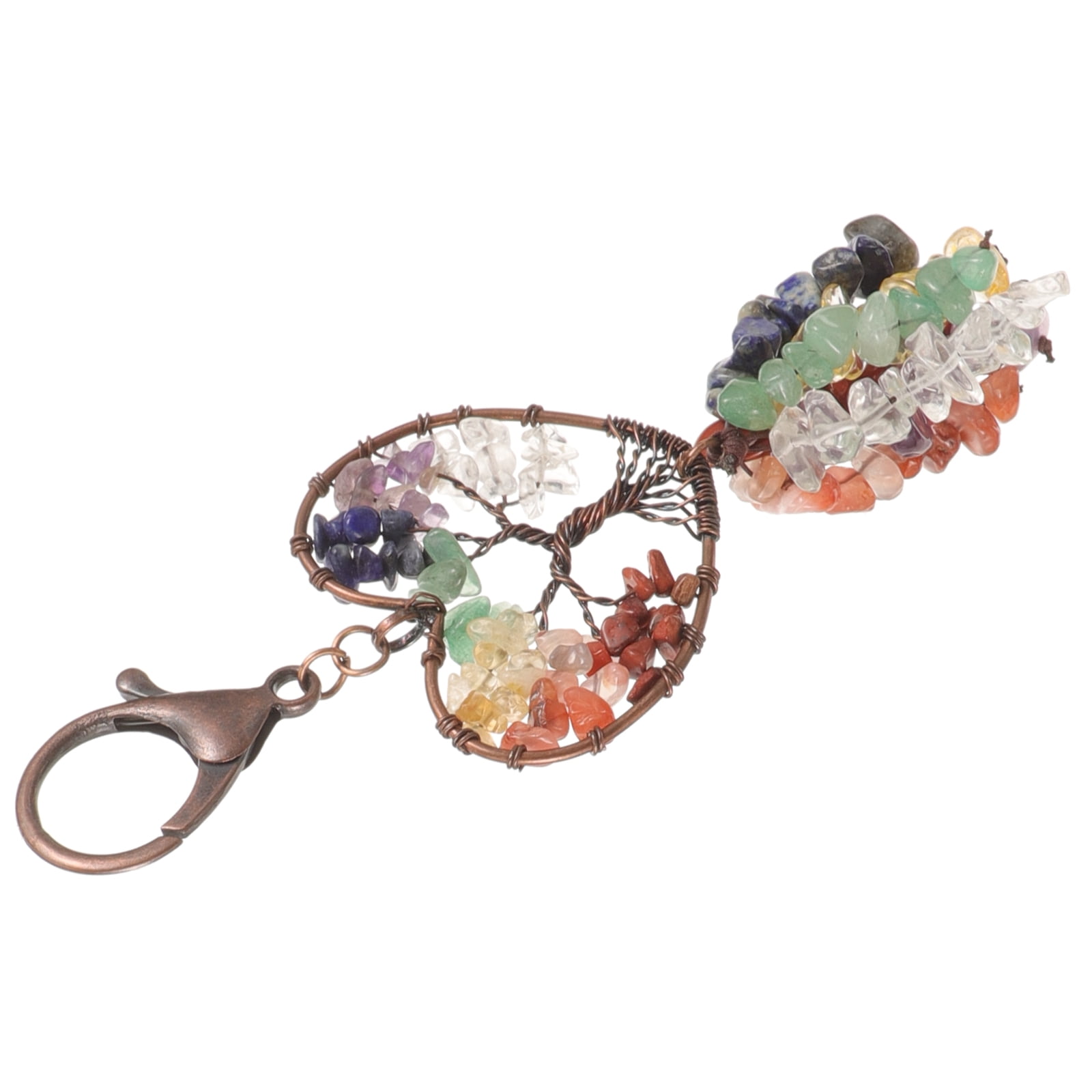 BALAHAPY 1Pcs Crystal Stone Key Chain Pendant Multicolor Tree of Life ...