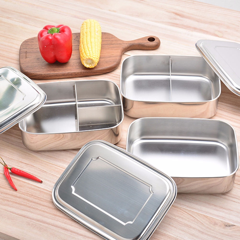 BALAHAPY 1Pcs Reusable Lunchable Container 16 x 13 x 6. Silver 304 ...