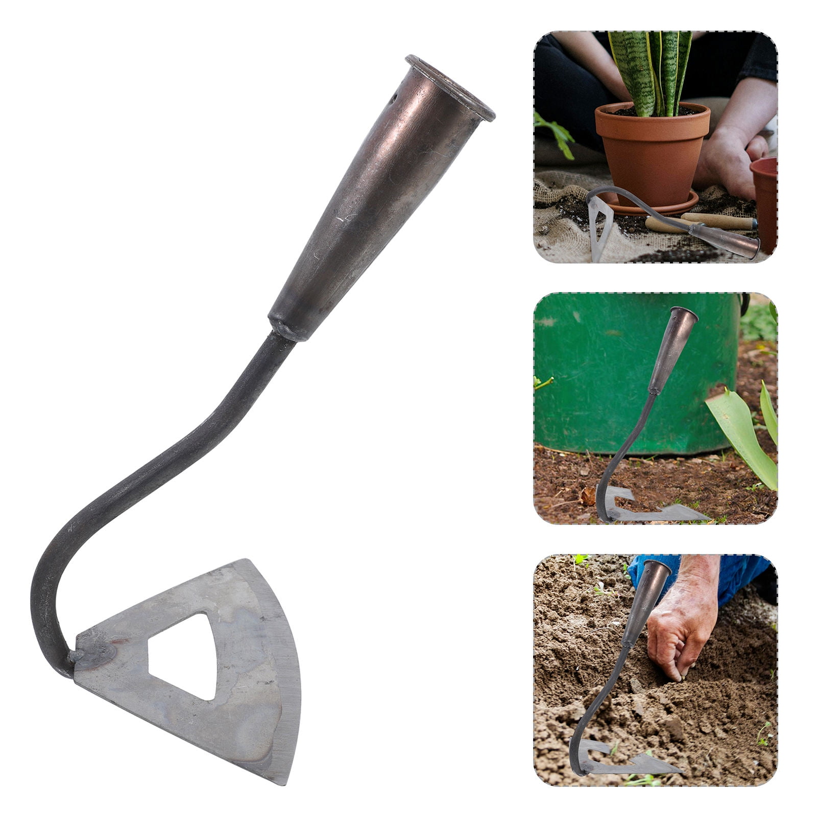 BALAHAPY 1Pcs Silver Iron Hoe for Weeding Planting Cultivating Hollow ...