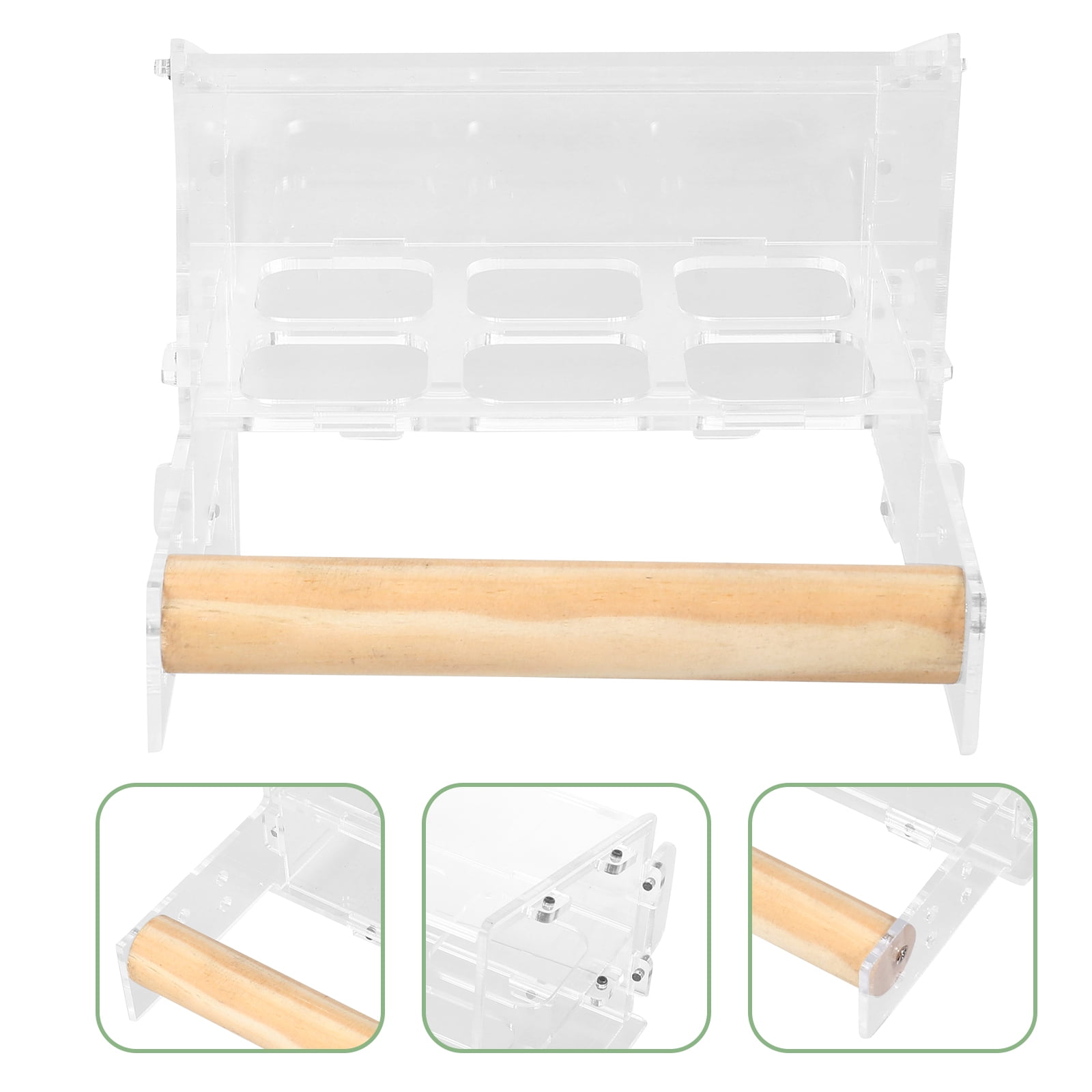 BALAHAPY 1Set Bird Foraging Toy Acrylic White Rectangular Grids 6 Grids ...