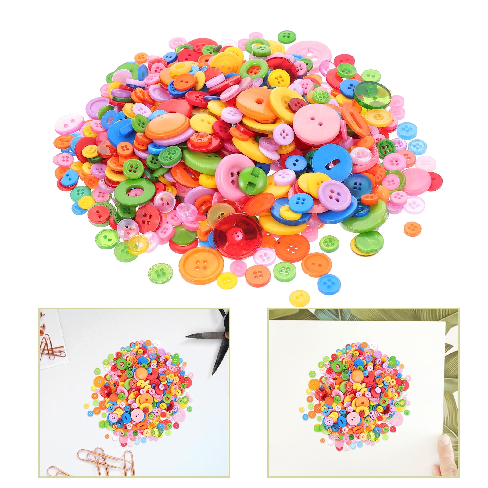 BALAHAPY 1Set Colored Buttons Rainbow Color Plastic Round Buttons for ...