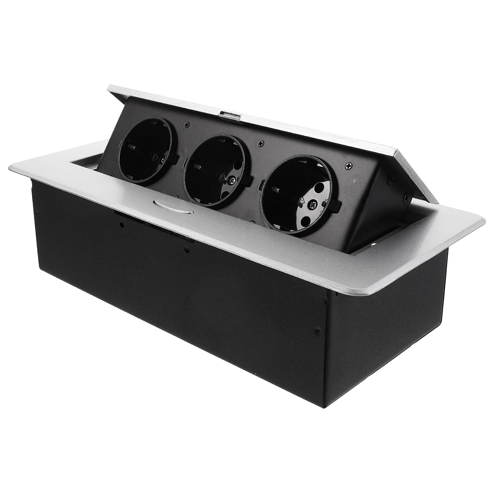 BALAHAPY 1Set Plastic Aluminum Conference Table Socket Black Silver ...