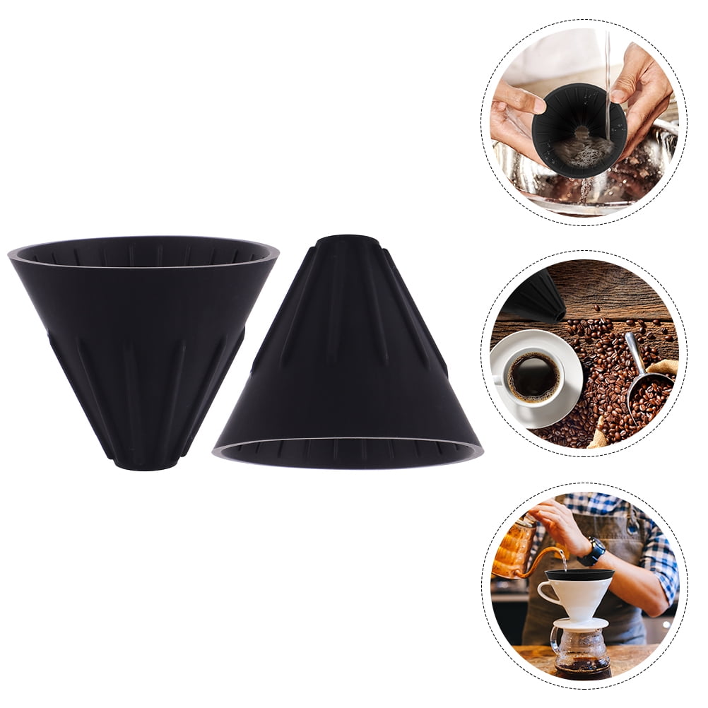 BALAHAPY 2Pcs Black Silicone Filter Coffee Funnel for Hand Brewed ...