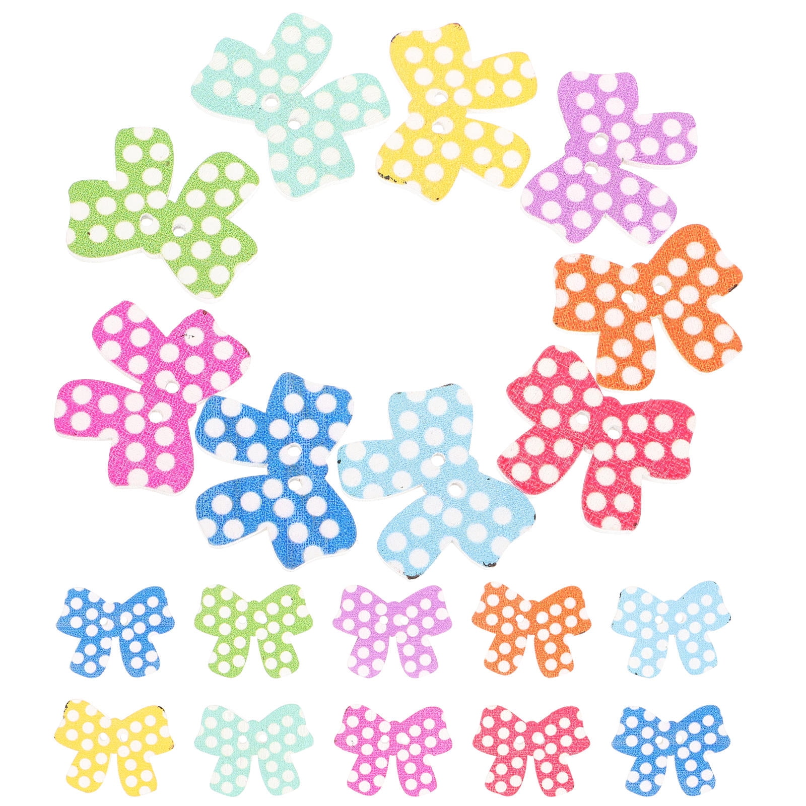 BALAHAPY 50Pack Wood Buttons For Replacement Bowknot Shape Assorted ...