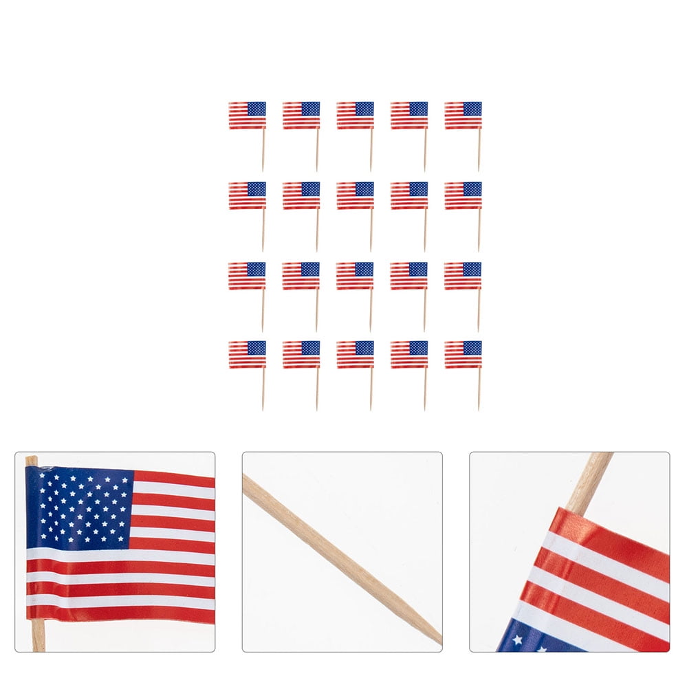 BALAHAPY 50Pcs Appetizer Toothpicks for Food Usa Flag Toothpicks Multi ...