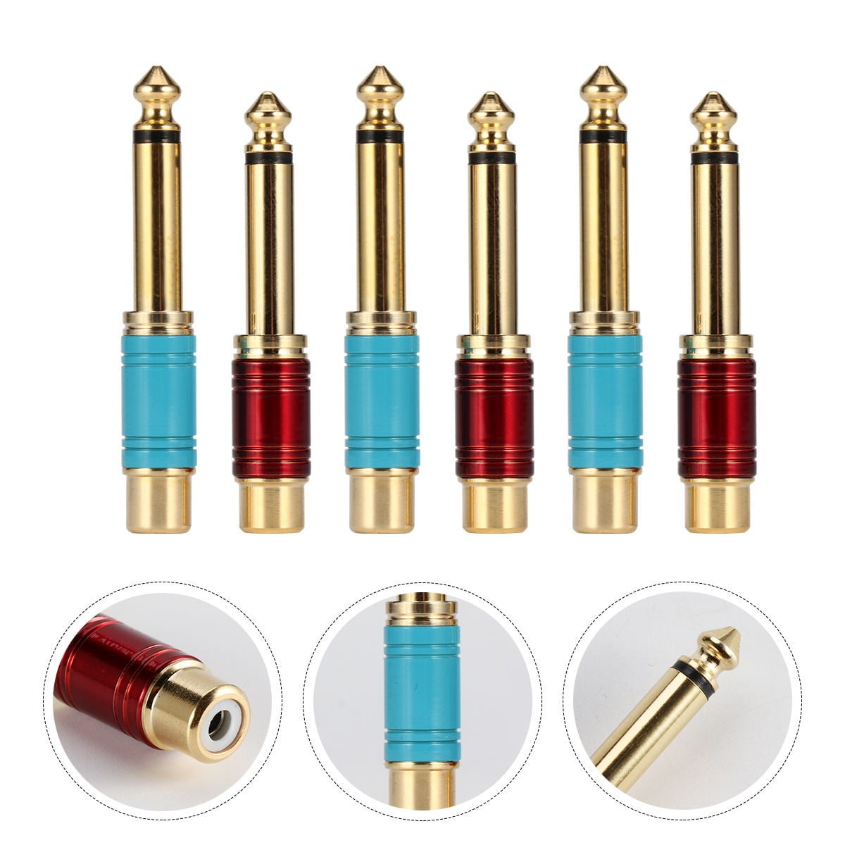 BALAHAPY 6Pcs Audio Adapter Metal Gold Plated Cylindrical for Compact ...