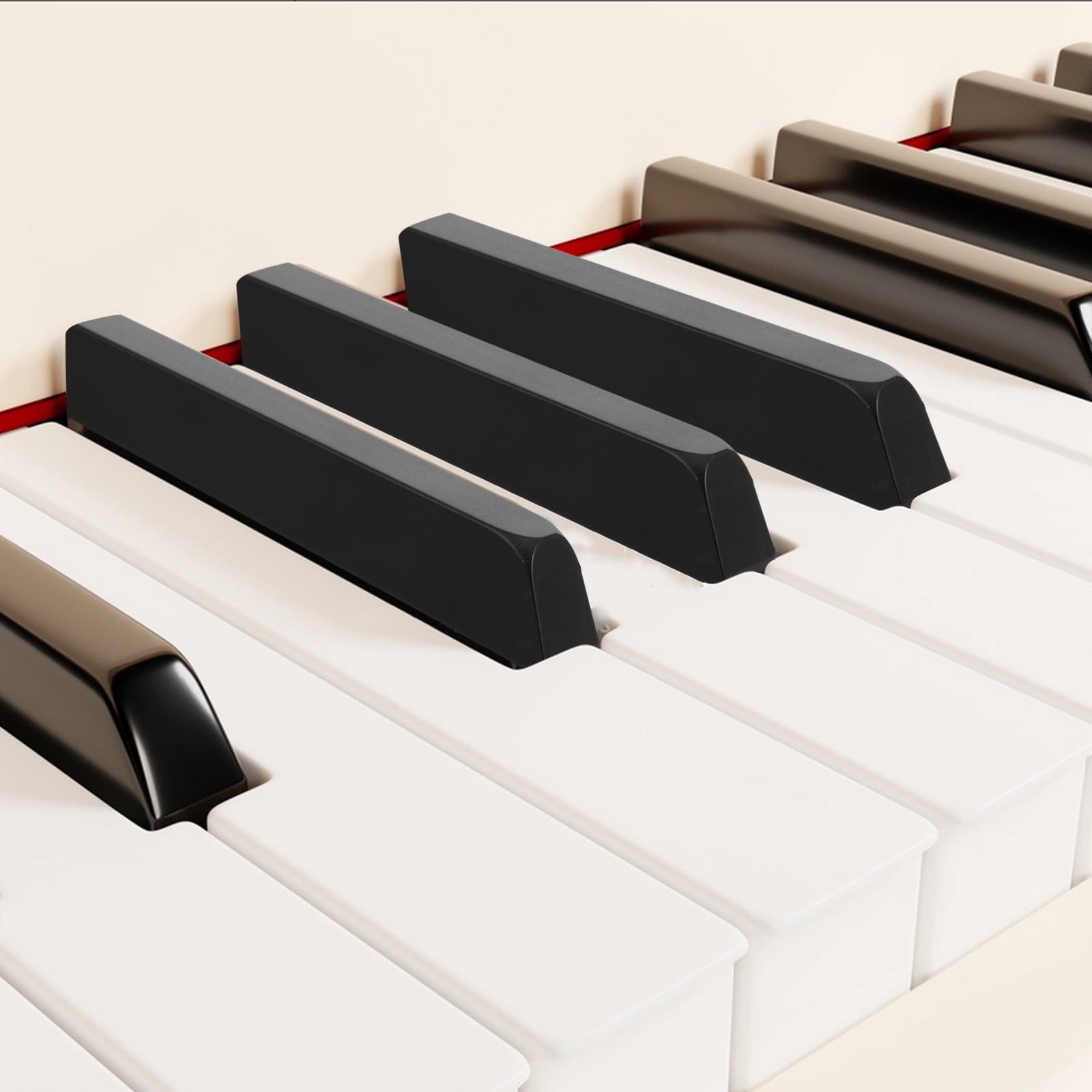 BALAHAPY 6Pcs Piano Keytops Plastic Black Glossy Universal Design for ...