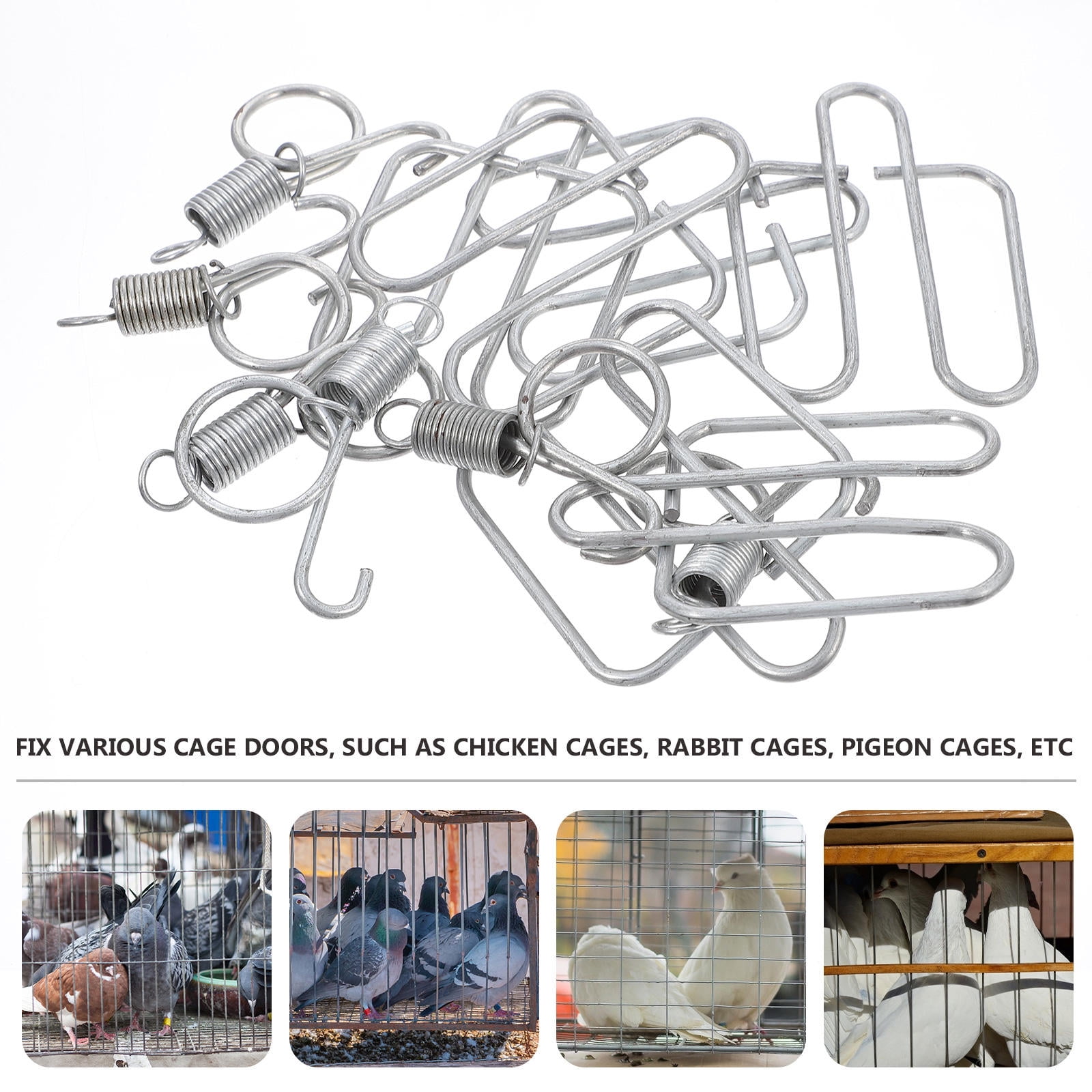 BALAHAPY 6Sets Silver Metal Spring Hook for Efficient Cage Maintenance ...