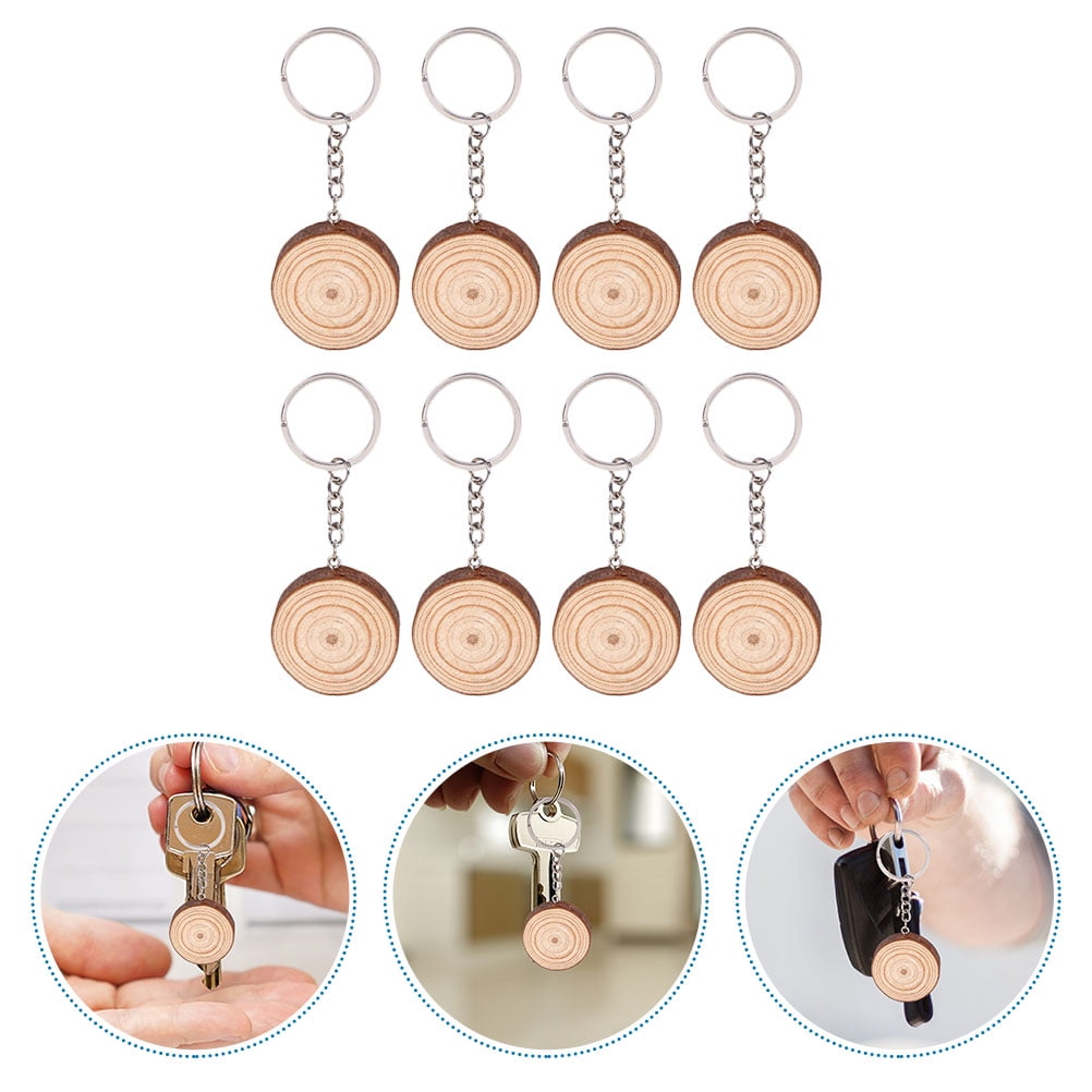 BALAHAPY 8Pcs Engraving Blanks Keychain Wooden Hand Painted for Diy ...