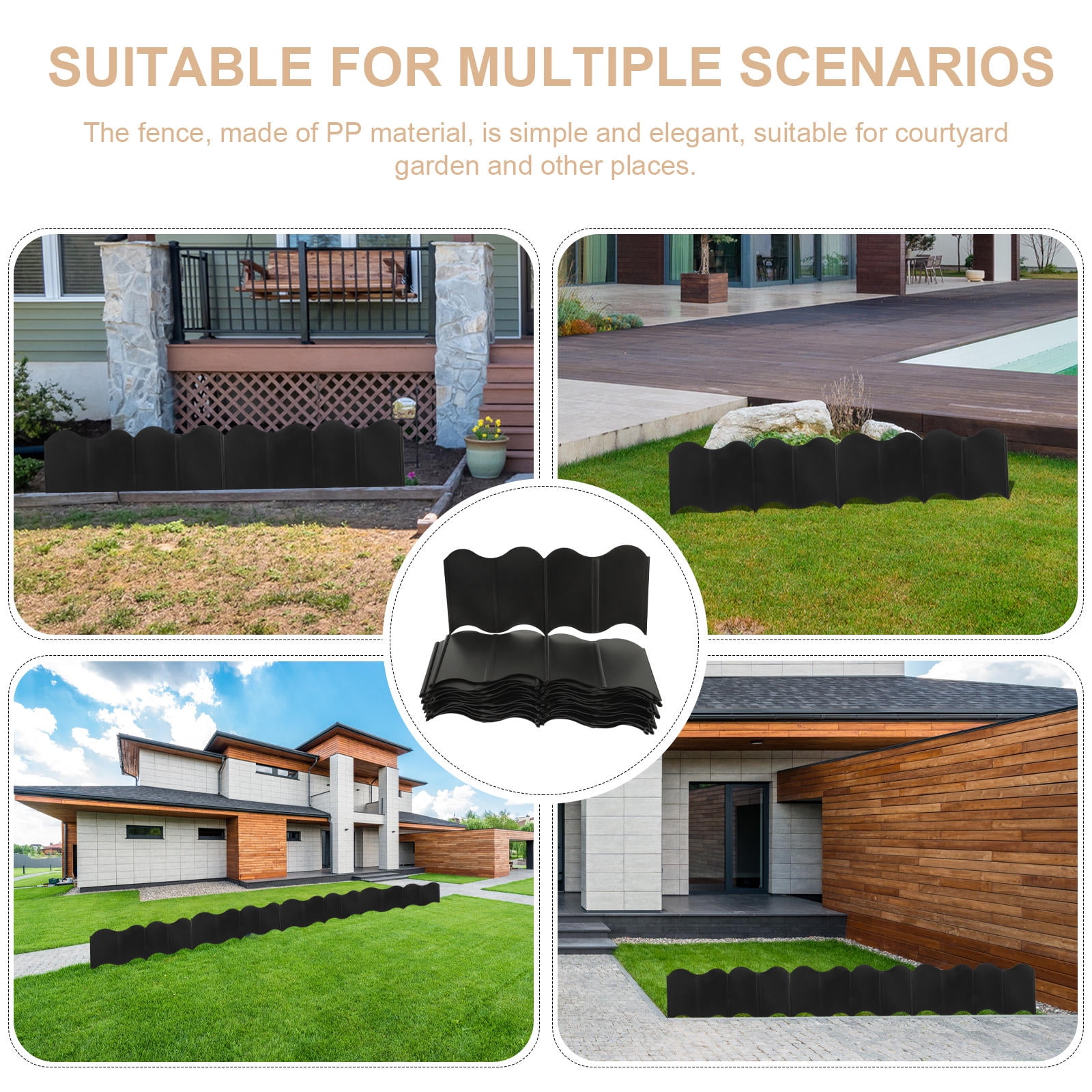 BALAHAPY Landscape Edging Border 40 Sheets Black PP for Lawn Definition ...