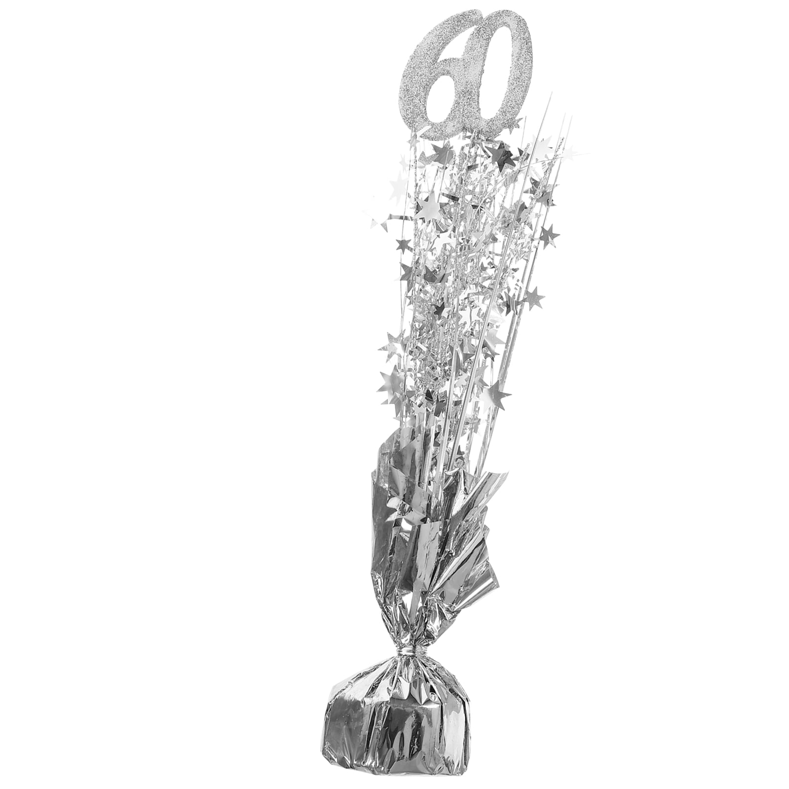 BALAHAPY Number 60 Shape Silver Aluminum Foil Birthday Party Decoration ...
