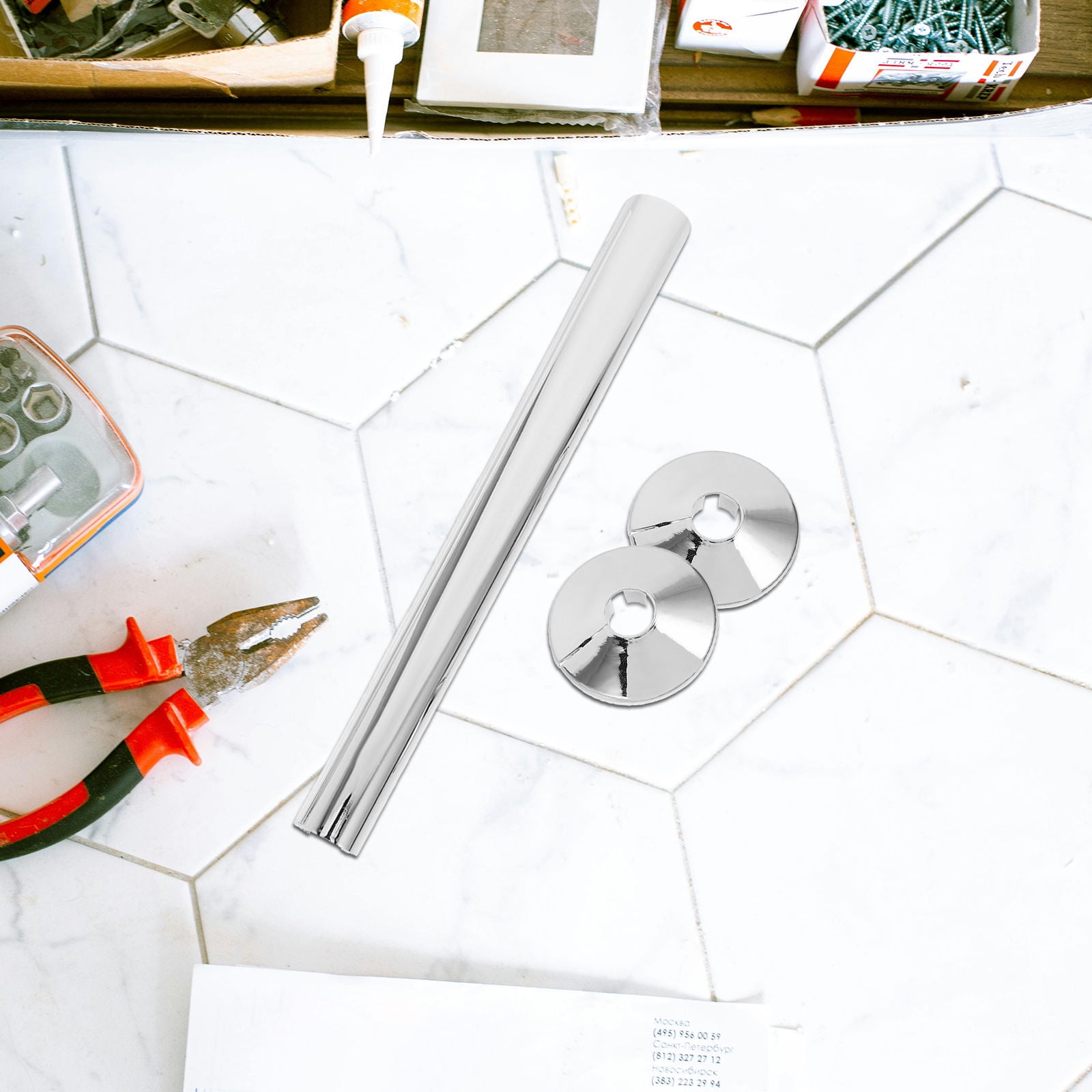 BALAHAPY Radiator Pipe Covers 1 Set PVC Silver Tubular For Living Area ...