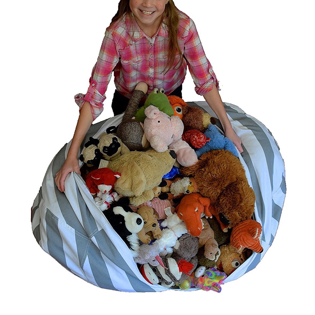 BALAHAPY Toy Bag 1Set Large Capacity Grey Canvas for Kids Plush Toys ...