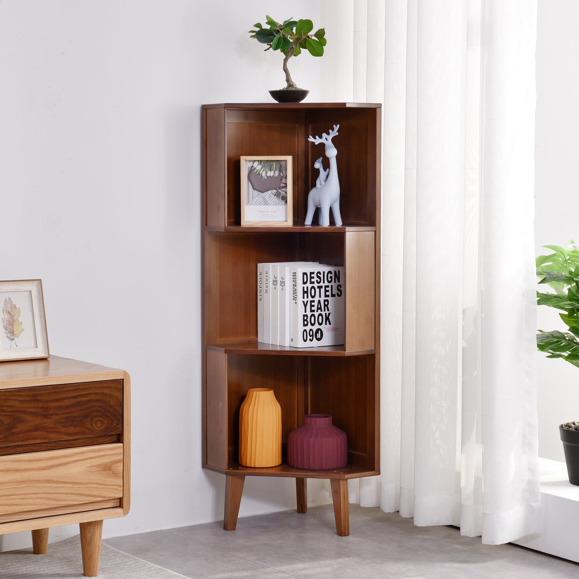 BALANBO 3-Shelf Corner Bookcase, Industrial A-Shaped Display Stand for ...