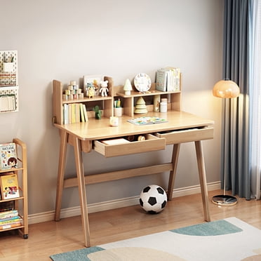 Solid Oak Wood Computer/Study Desk with Drawers, Modern Slim Design ...