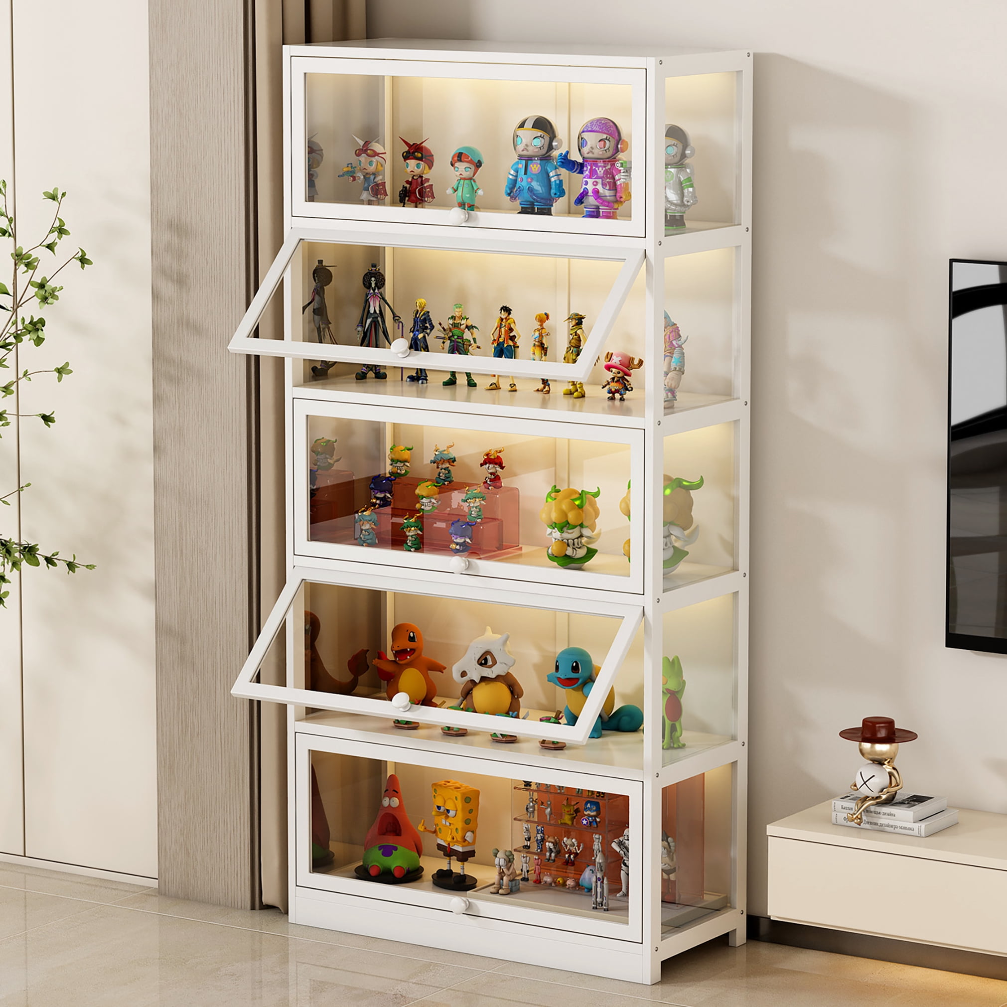 BALANBO Display Cabinet, 5-Tier Curio Cabinet for Collectibles, Display ...