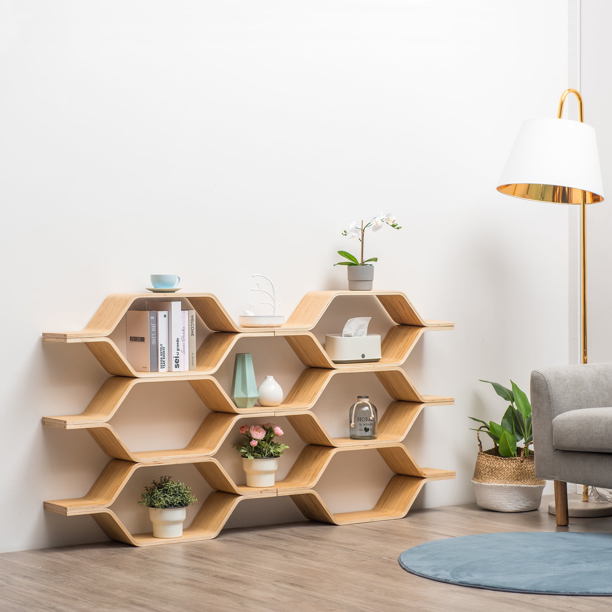 BALANBO Honeycomb Wall Mounted Floating Shelves Set of 6, Hexagon ...