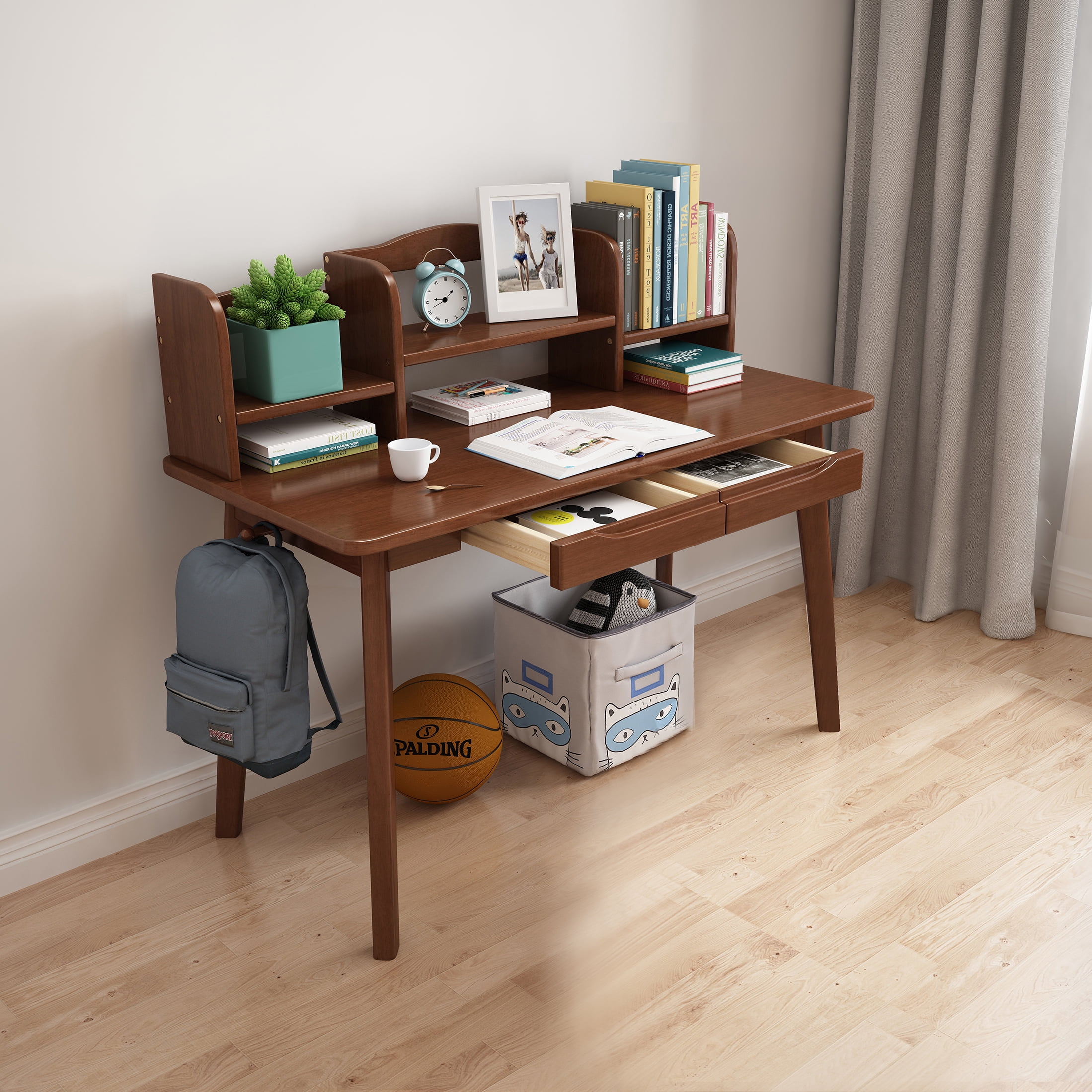 BALANBO Kid's Desk Kid's Table with Drawers and Bookshelf Wooden Kid's ...