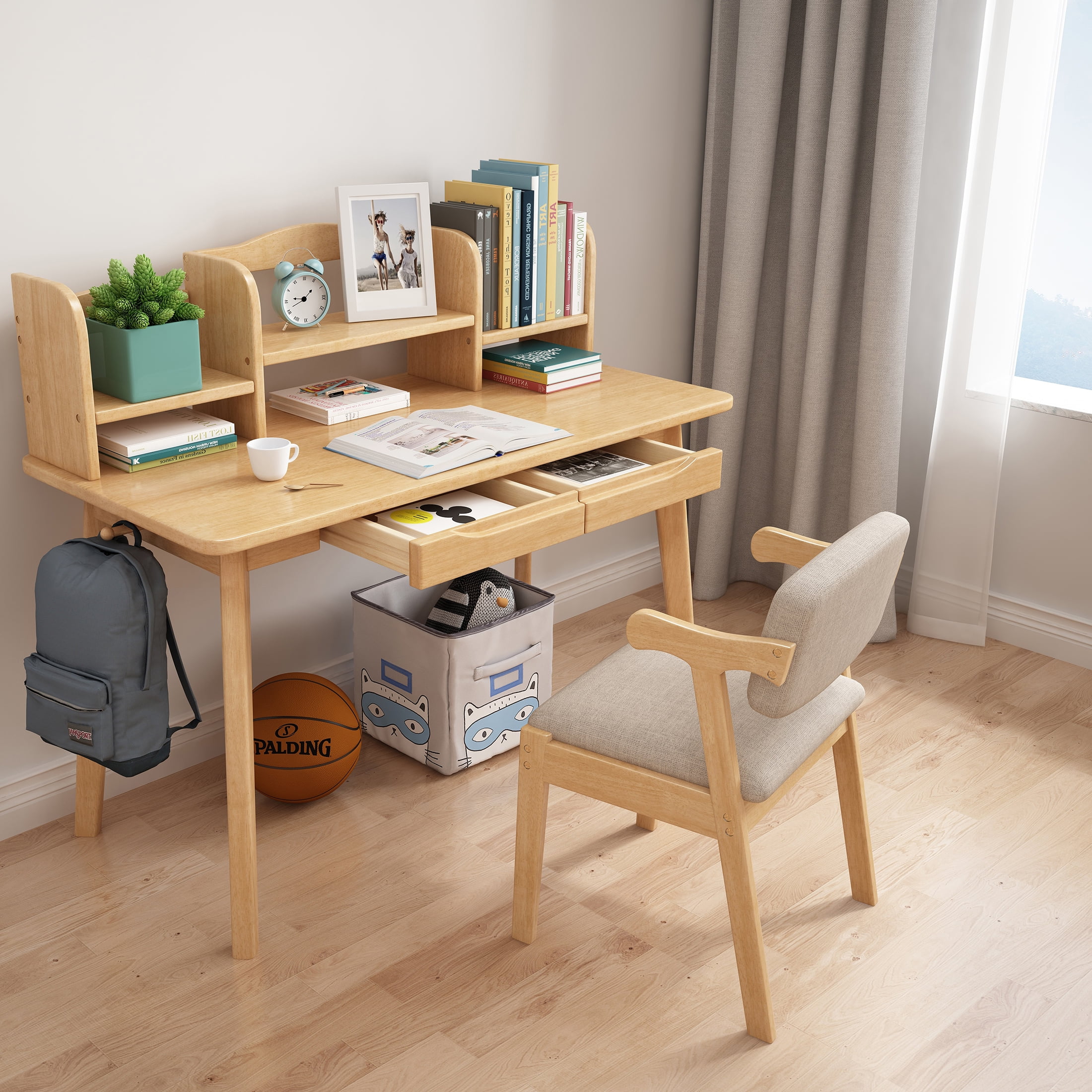 BALANBO Children's Adjustable Study Desk with Storage, Chair Set ...