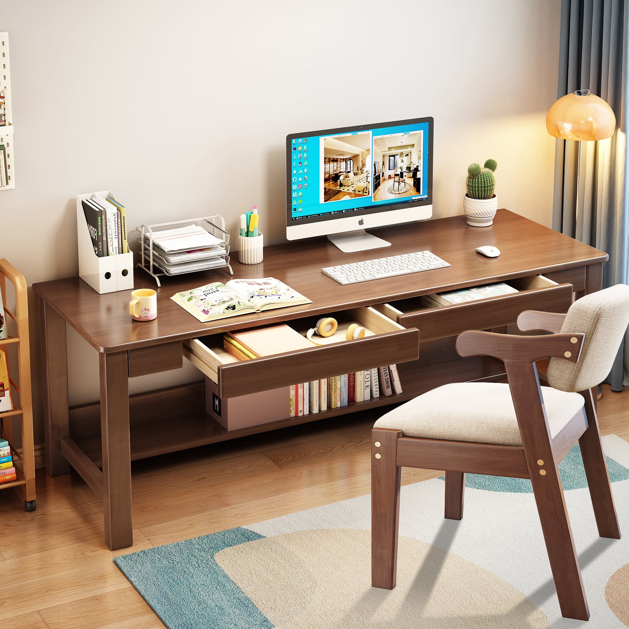 BALANBO Kids Study Desk with Chair, Wooden Study Table, Writing Desk ...