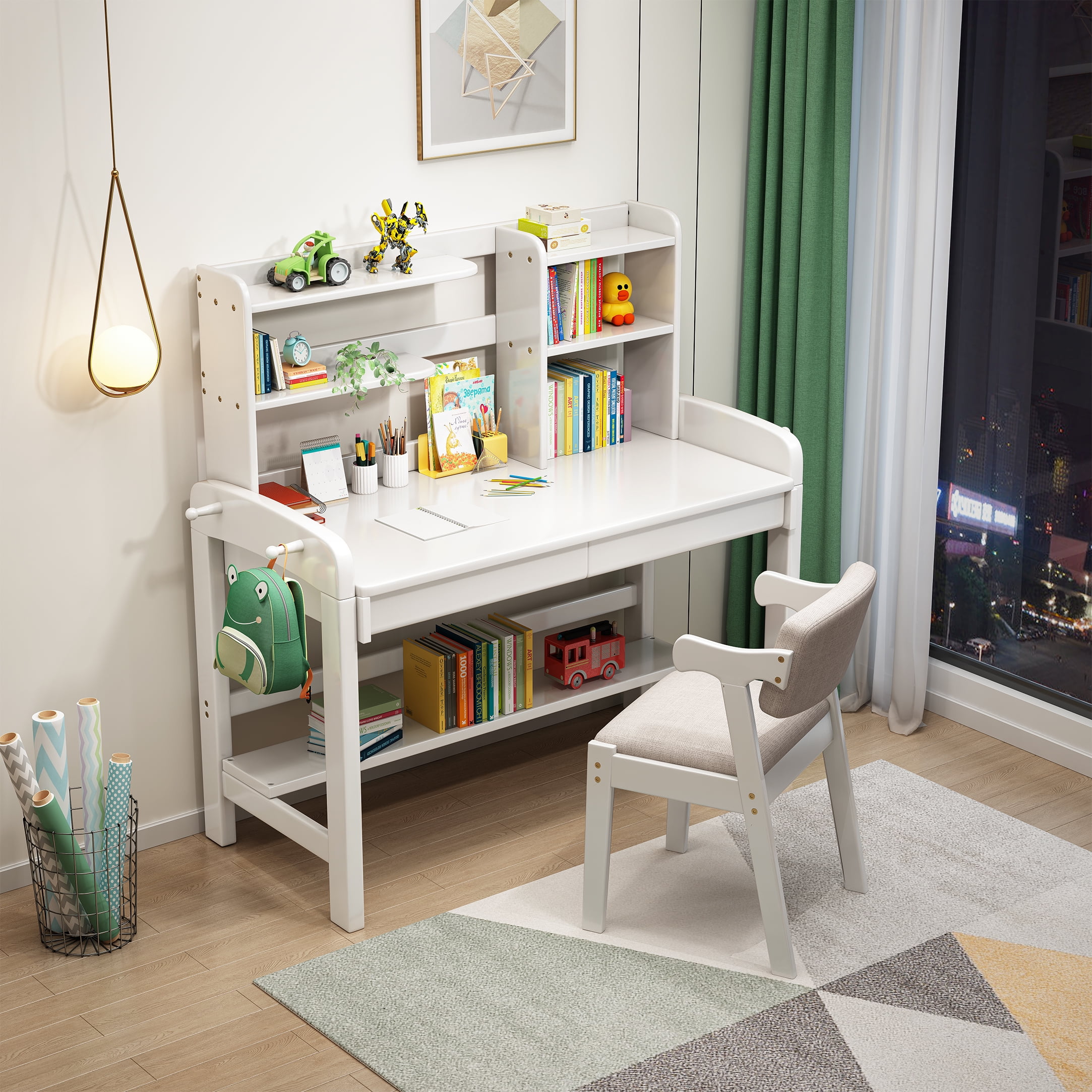 BALANBO Kids Table Kids Desk and Chair Set with Drawer and Bookshelf ...