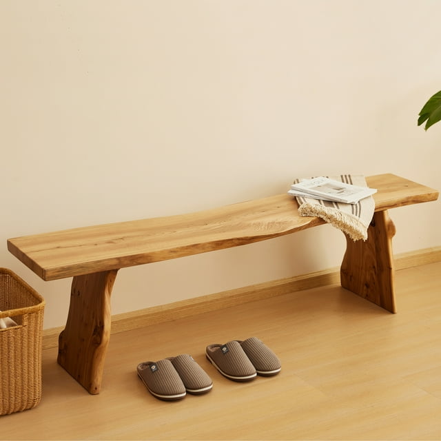 BALANBO Live Edge Wooden Bench, 55" Rustic Entryway Bench for Hallway ...
