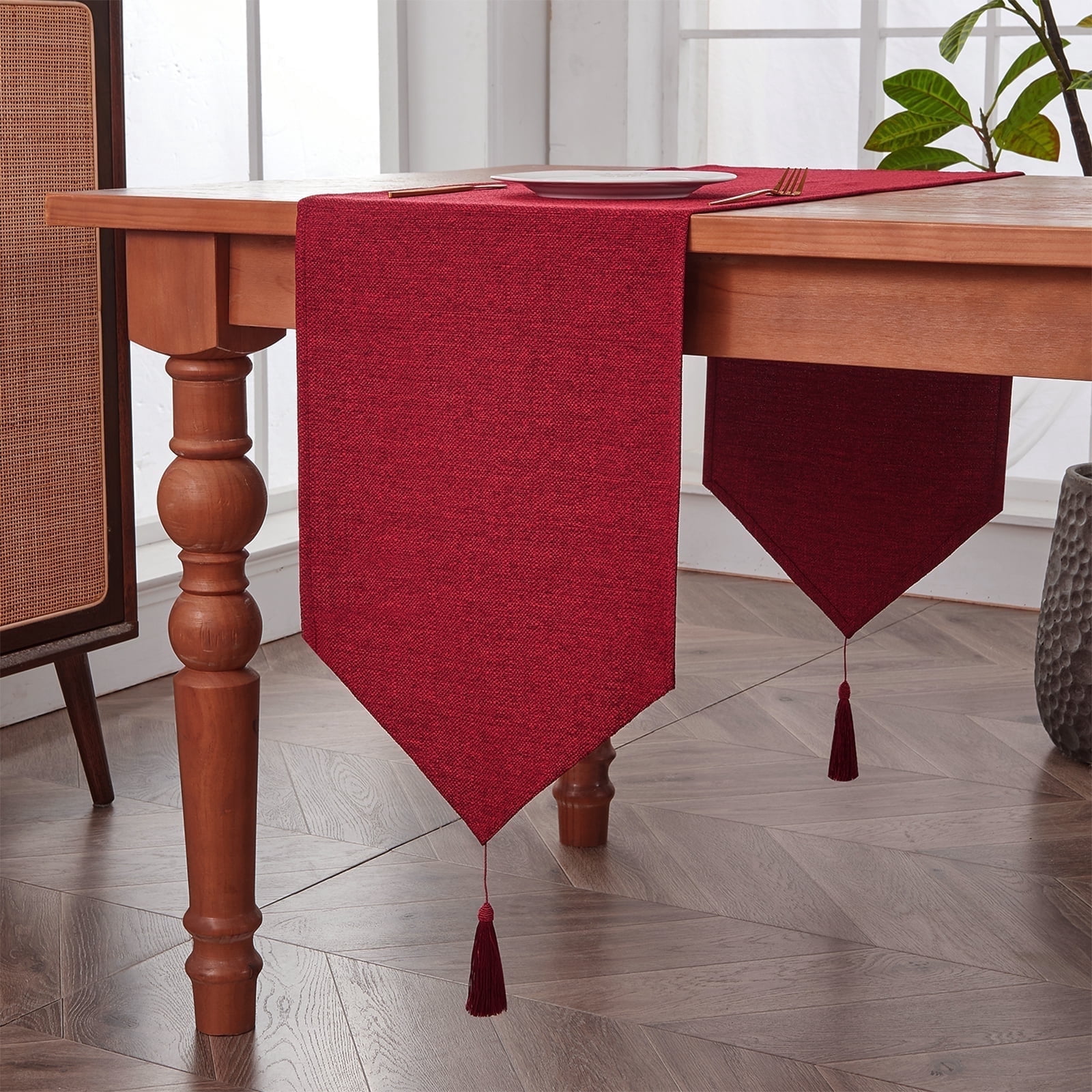 BALCONY & FALCON Faux Linen Table Runner Waterproof Coffee Table Cloth ...