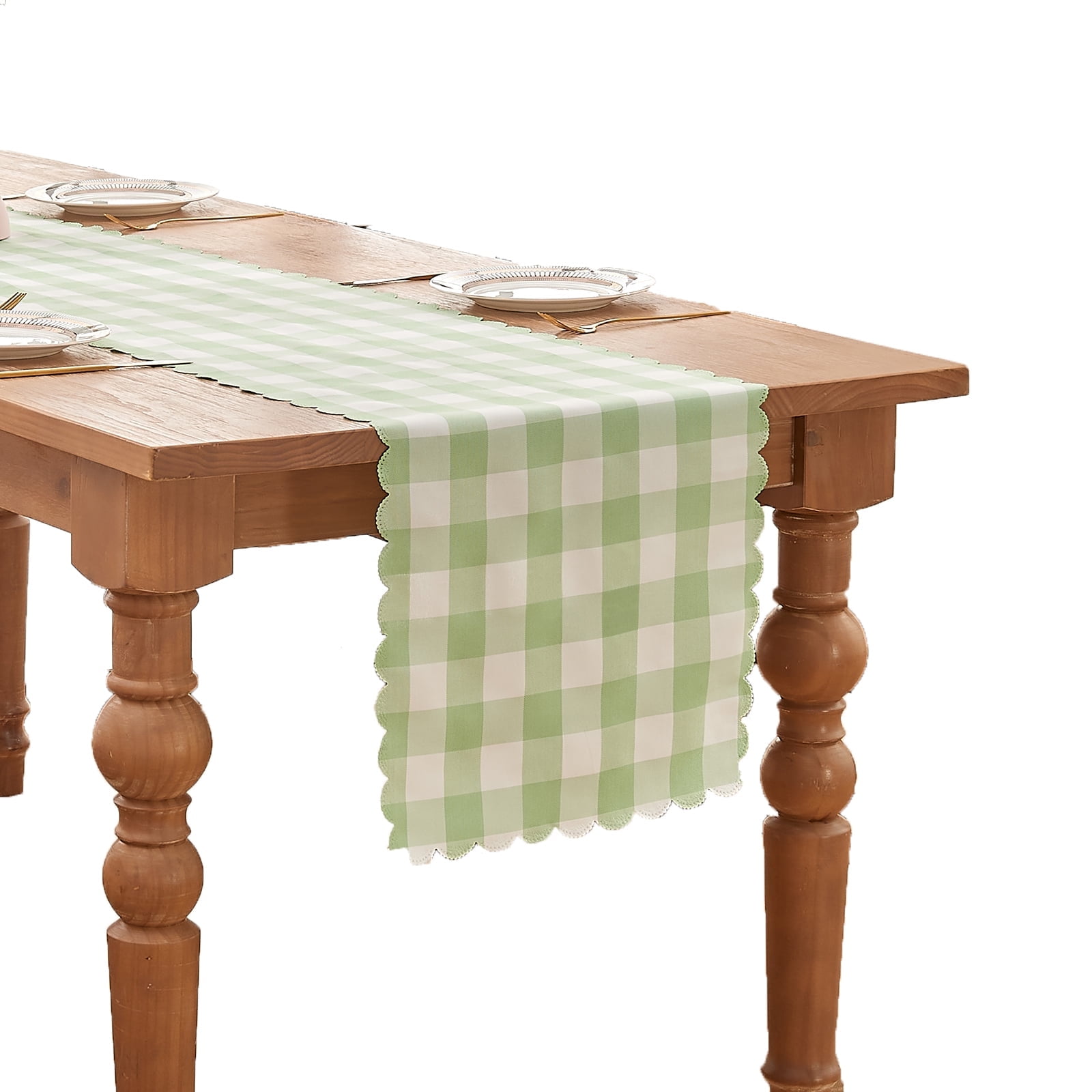 BALCONY & FALCON Green Gingham Table Runner, Yarn Dyed Table Runners ...