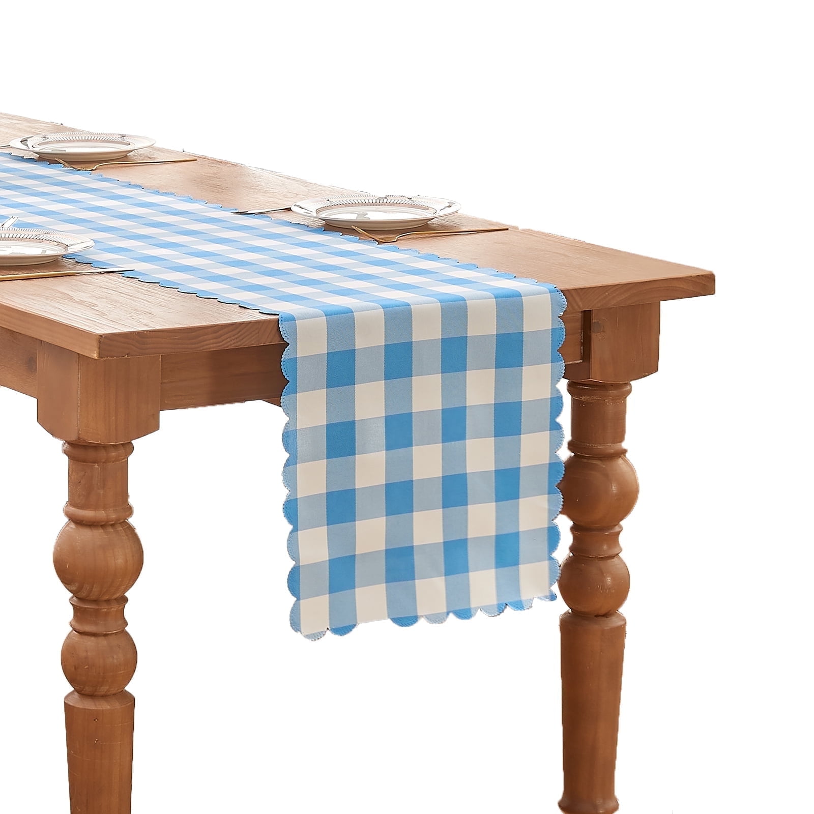 BALCONY & FALCON Gingham Table Runner Yarn Dyed Checkered Dining Table ...