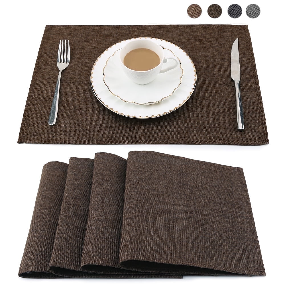 BALCONY & FALCON Braid Placemat Set of 4, Faux Linen Non-Slip Heatproof ...