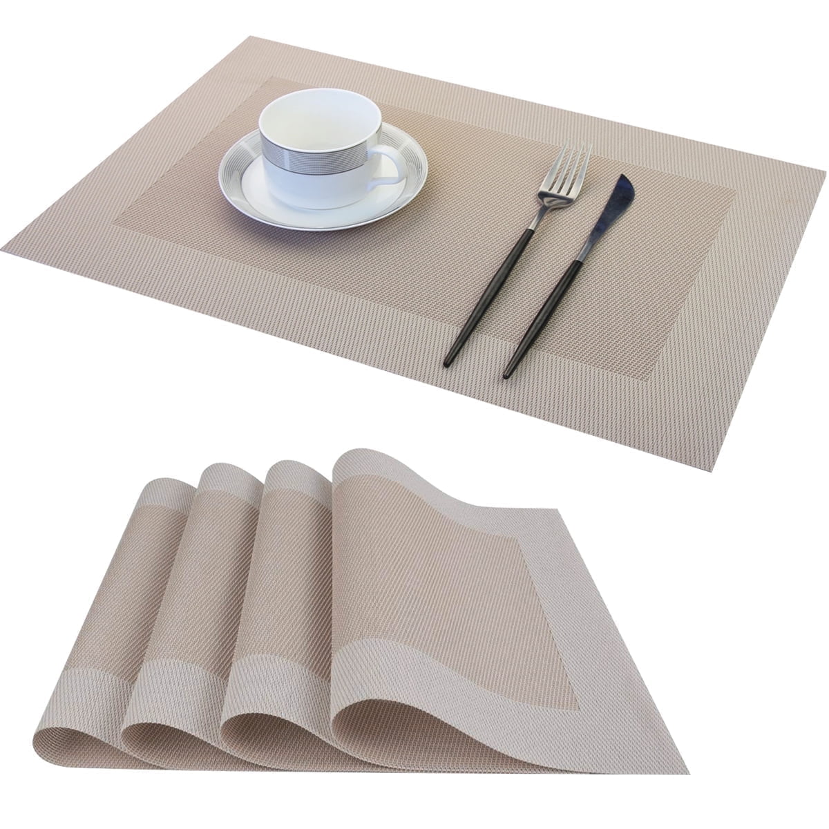 BALCONY & FALCON Farmhouse Place Mats Set of 4, PVC Heatproof, 18" x 12 ...