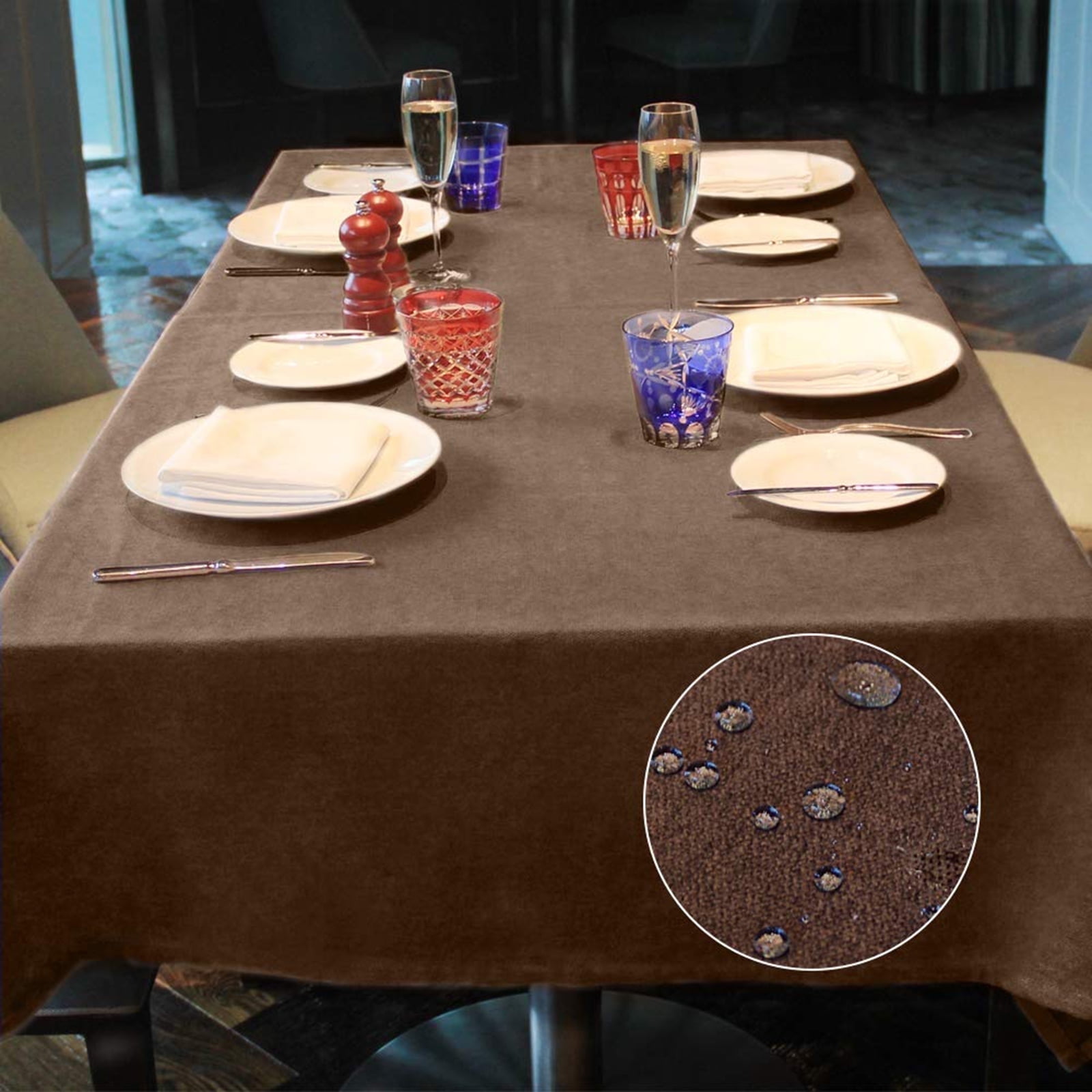 BALCONY & FALCON Rectangle Tablecloth Fuzzy Linen Water Resistant ...