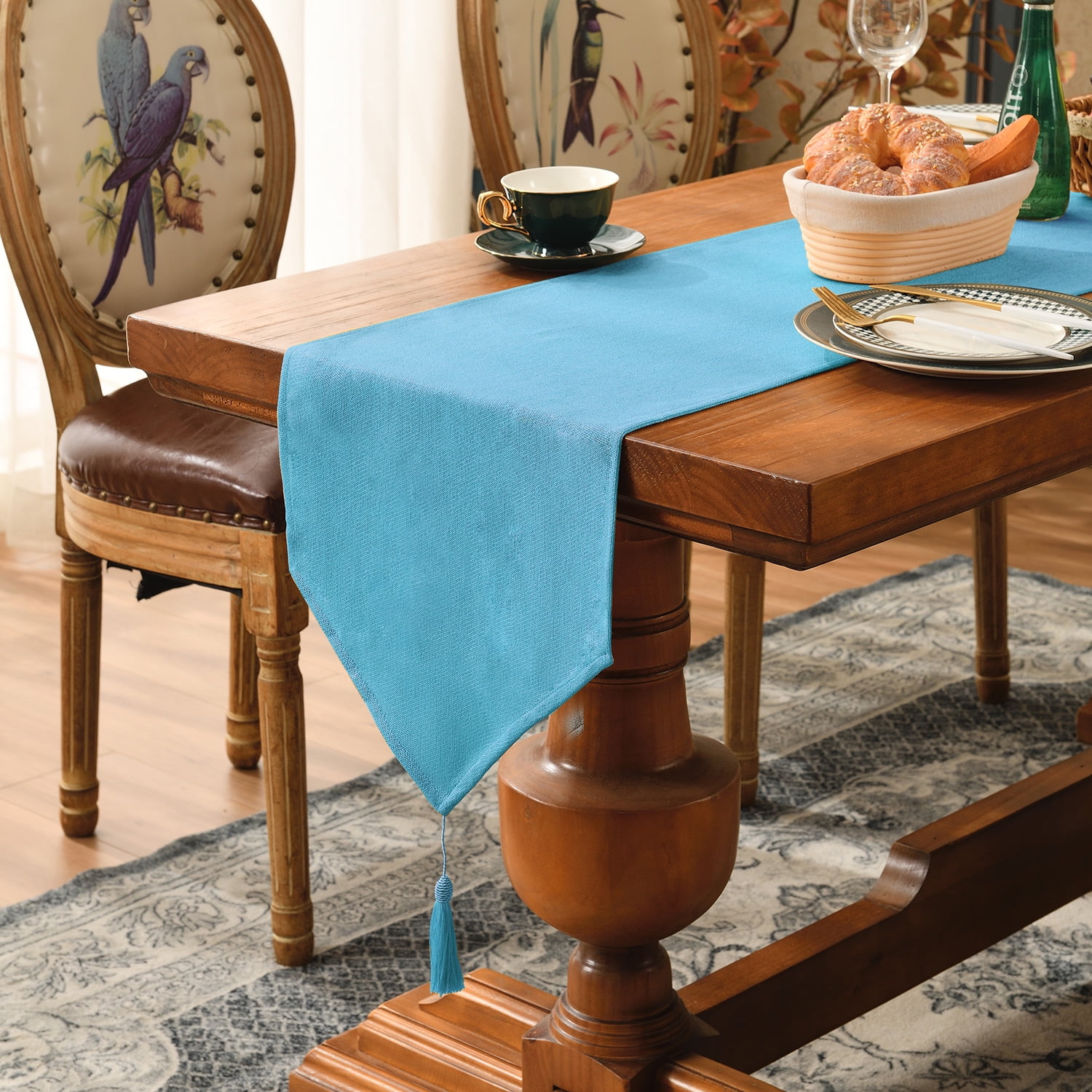 BALCONY & FALCON Rustic Table Runner with Tassels, Waterproof Dining ...
