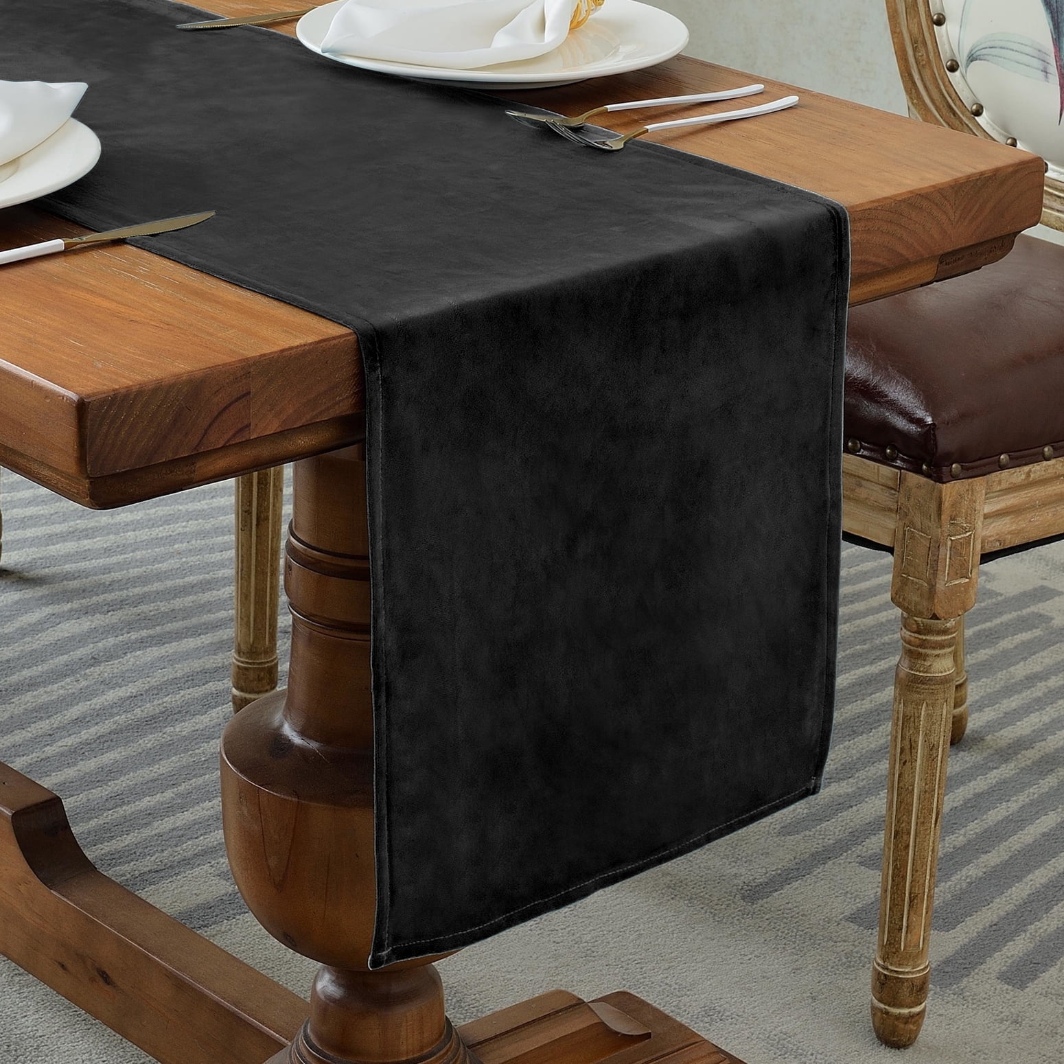 BALCONY & FALCON Velvet Fabric Cover Table Runner, Water Resistant, for ...