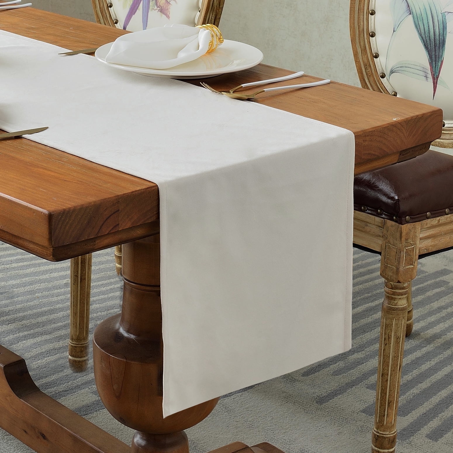 BALCONY & FALCON Waterproof Velvet Table Runner, Rustic Kitchen Dining ...