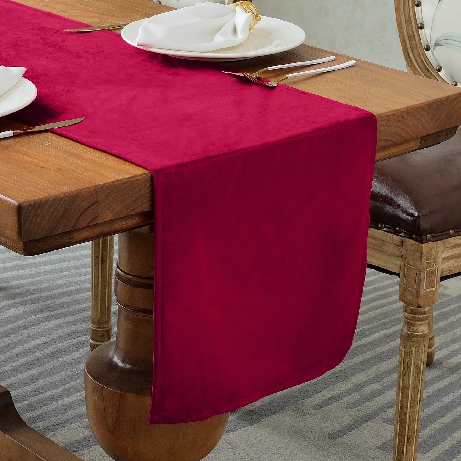 BALCONY & FALCON Waterproof Velvet Table Runner, Rustic Farmhouse ...