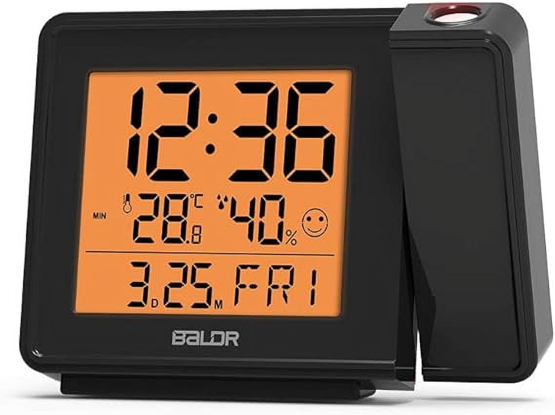 BALDR Digital Time Projection Alarm Clock - Atomic Clock with Large ...