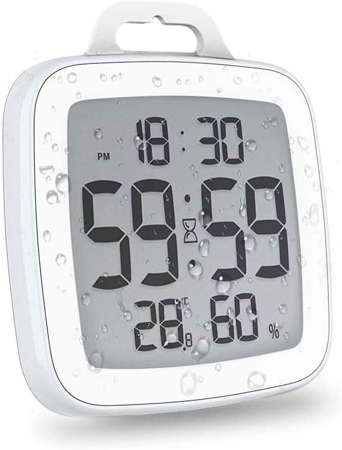 BALDR Waterproof Shower Clock with Timer for Bathrooms - Displays Time ...