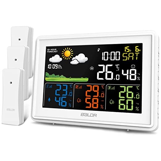 BALDR Weather Station Multiple Sensors, Large Color Indoor Outdoor ...