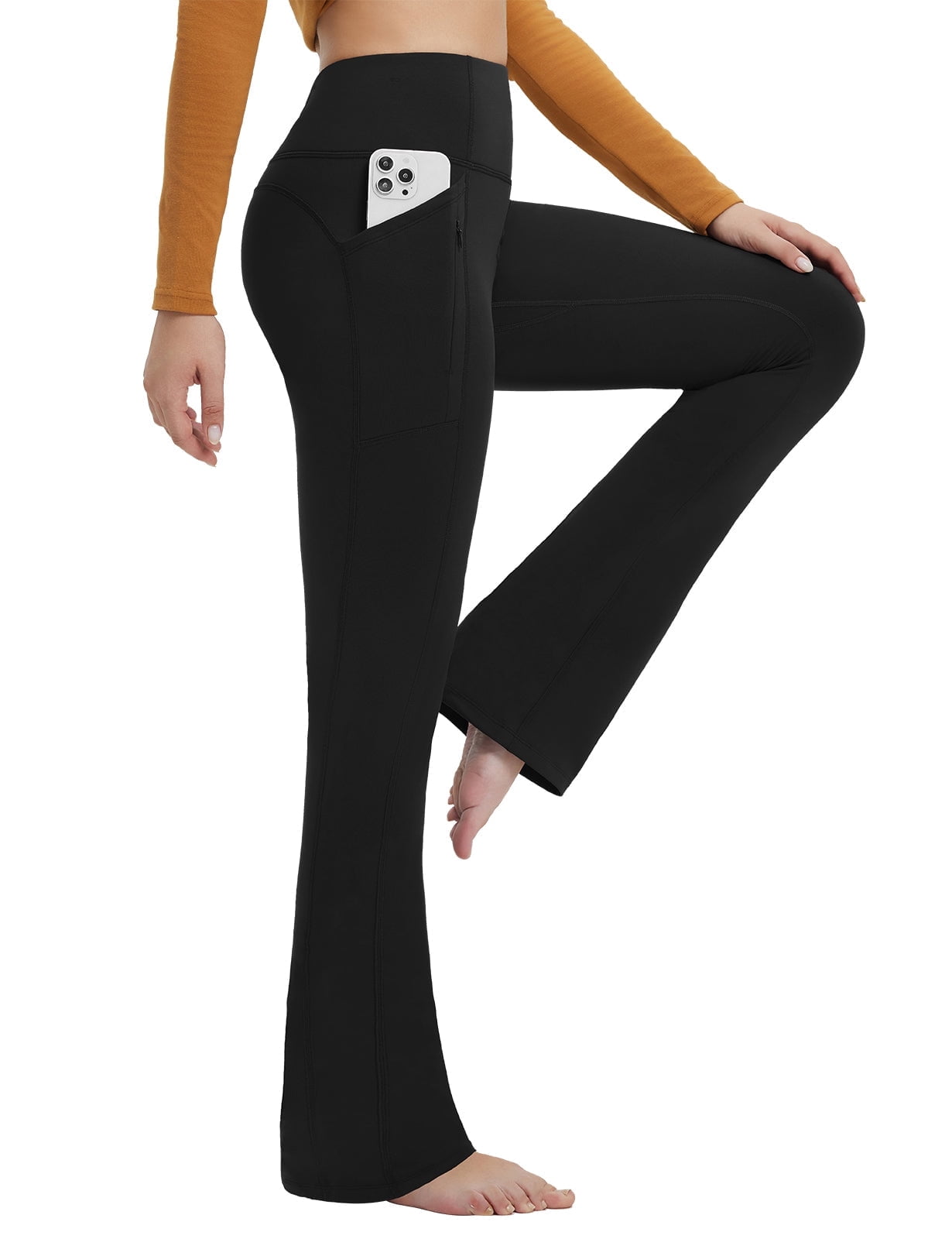 BALEAF Fleece Lined Leggings for Women Mini Flare Warm Yoga Pants ...