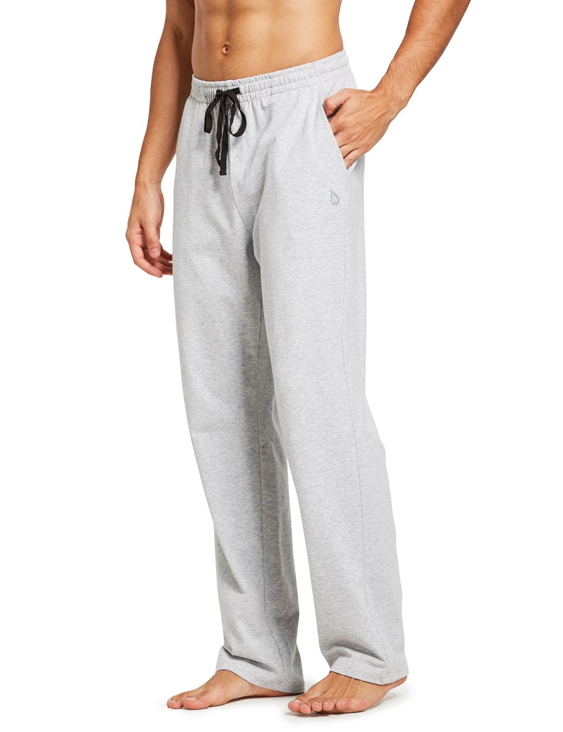 BALEAF Men's Cotton Yoga Sweatpants Open Bottom Joggers Straight Leg ...