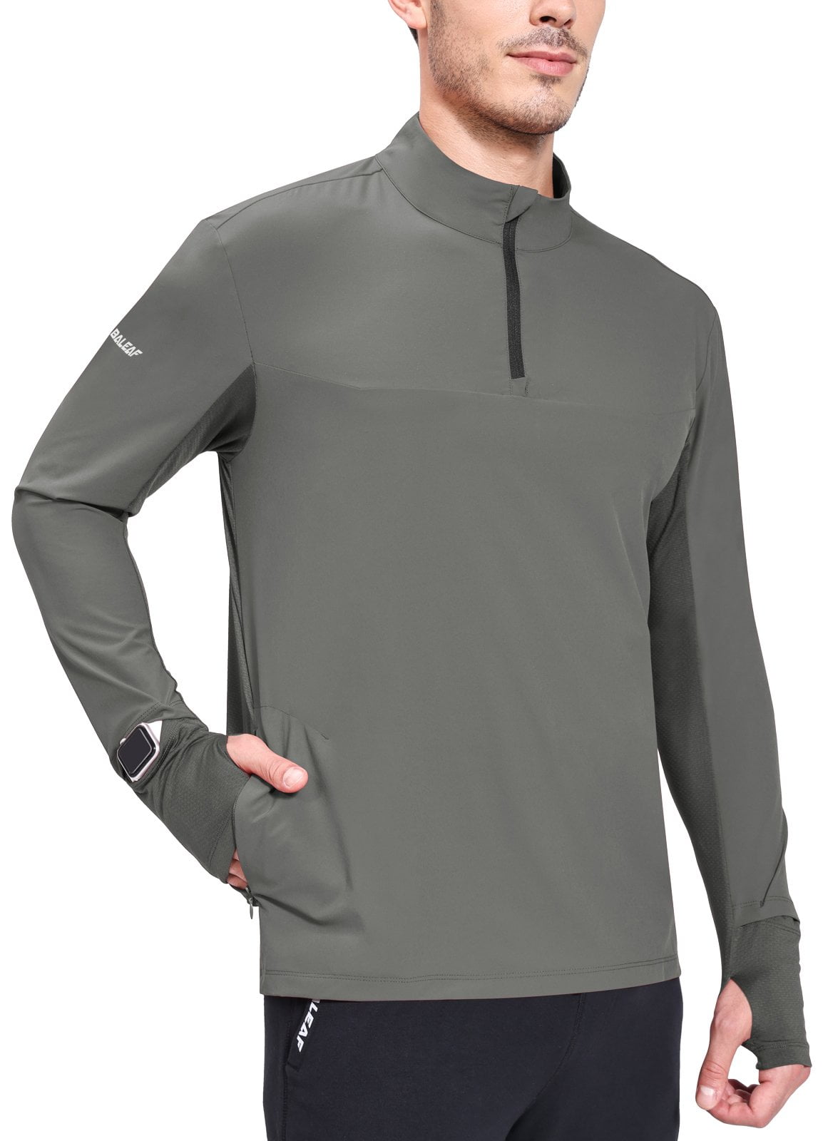 BALEAF Men's Long Sleeve Running Shirts Quick Dry Pullover with Quarter ...