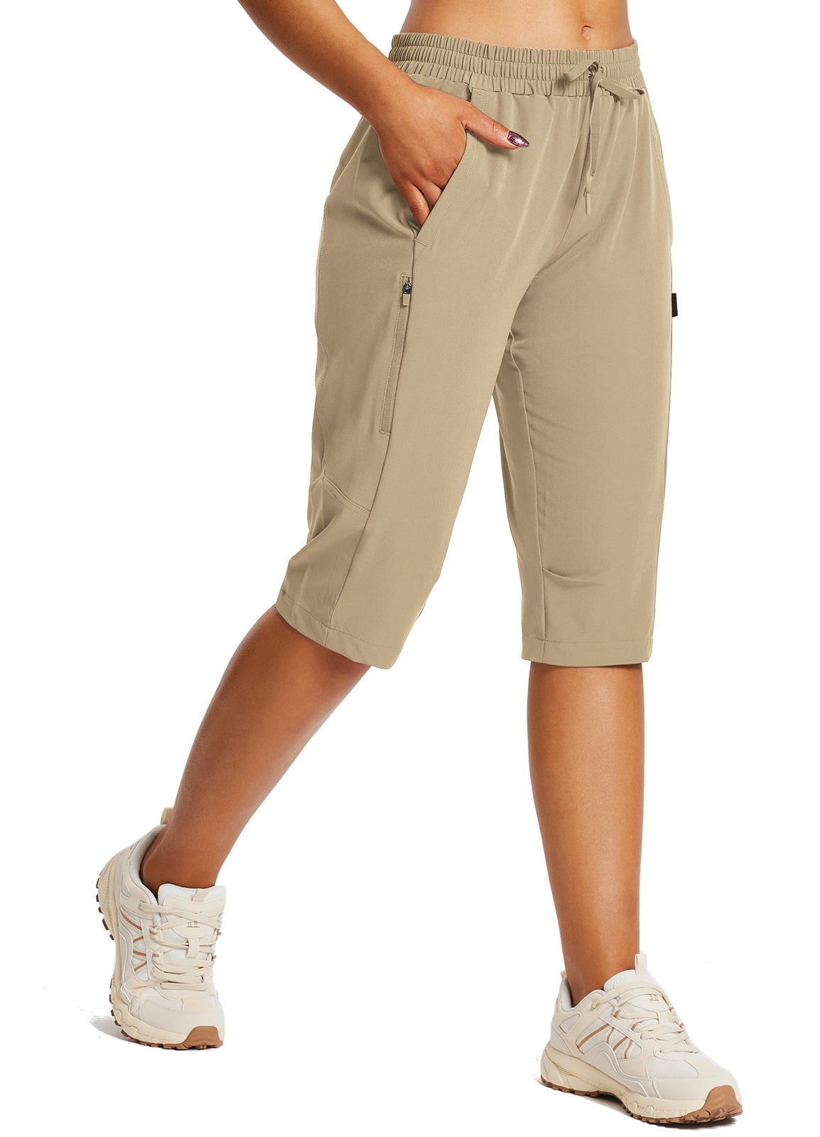 BALEAF Women's 15" Long Shorts Below The Knee Capri Hiking Cargo Shorts ...