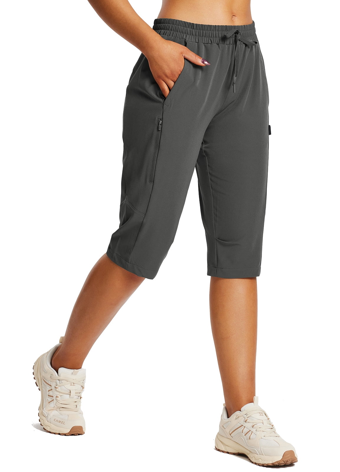 BALEAF Women's 15" Long Shorts Below The Knee Capri Hiking Cargo Shorts ...